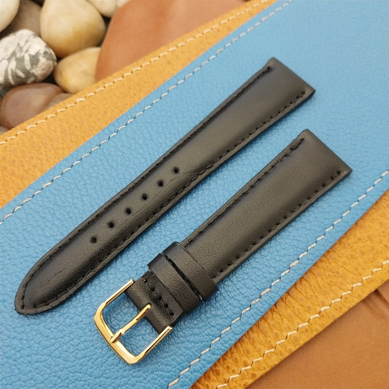 19mm Vintage Watch Band USA Made Classic Unused Old-Stock Leather Stra ...