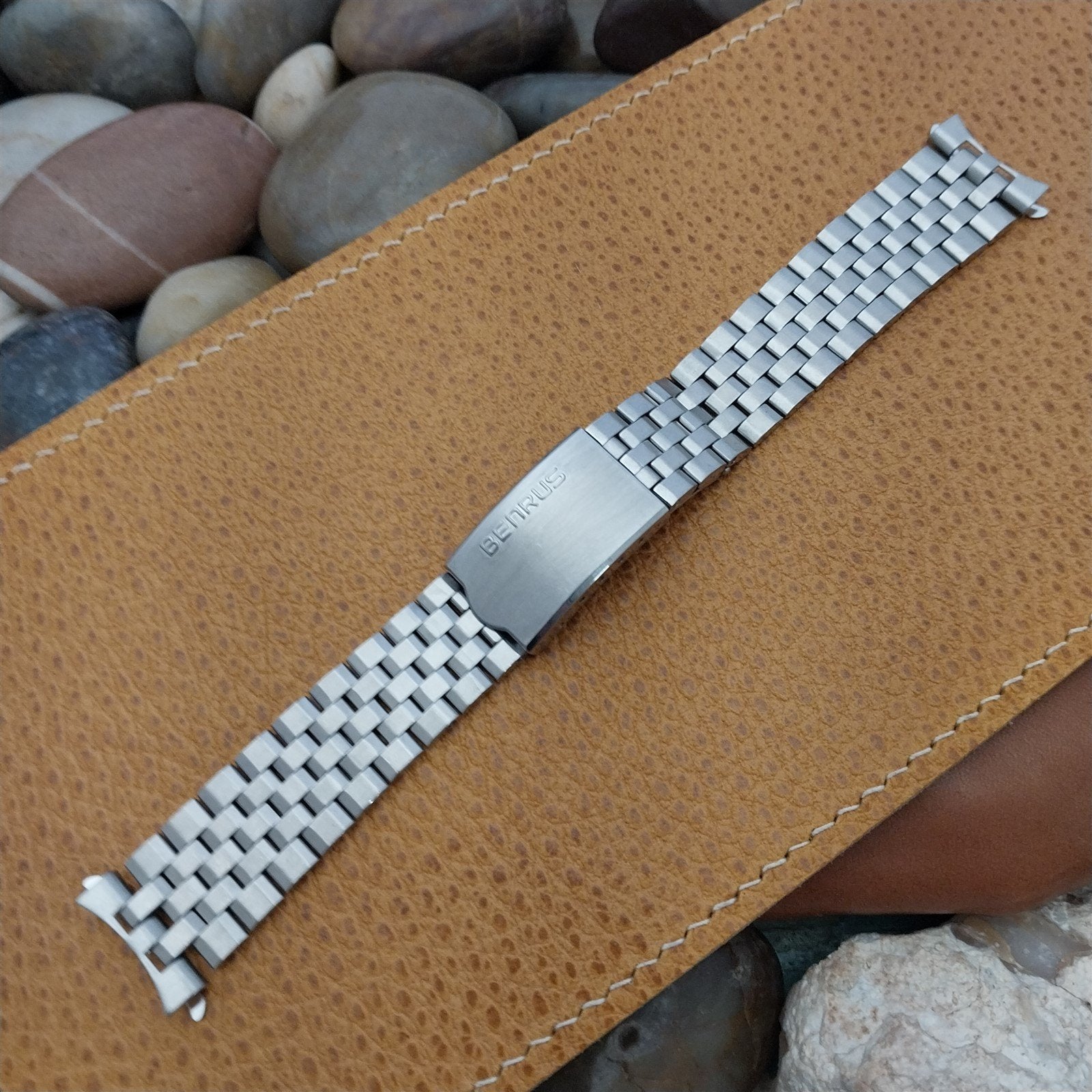 19mm Benrus Stainless Steel Solid Link nos 1970s Vintage Watch Band ...