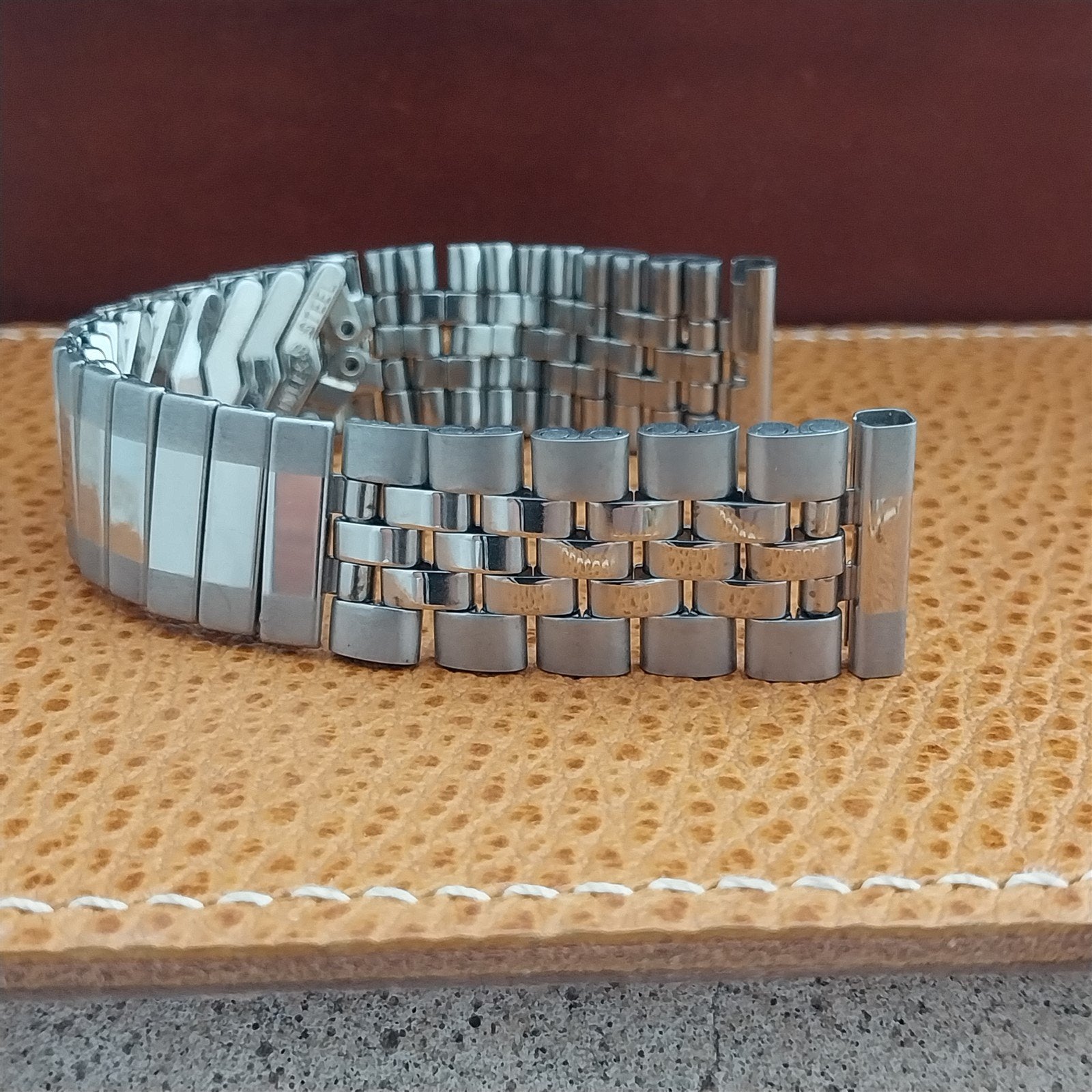 17.2mm Stainless Steel Classic Stretch Unused 1970s Vintage Watch Band ...