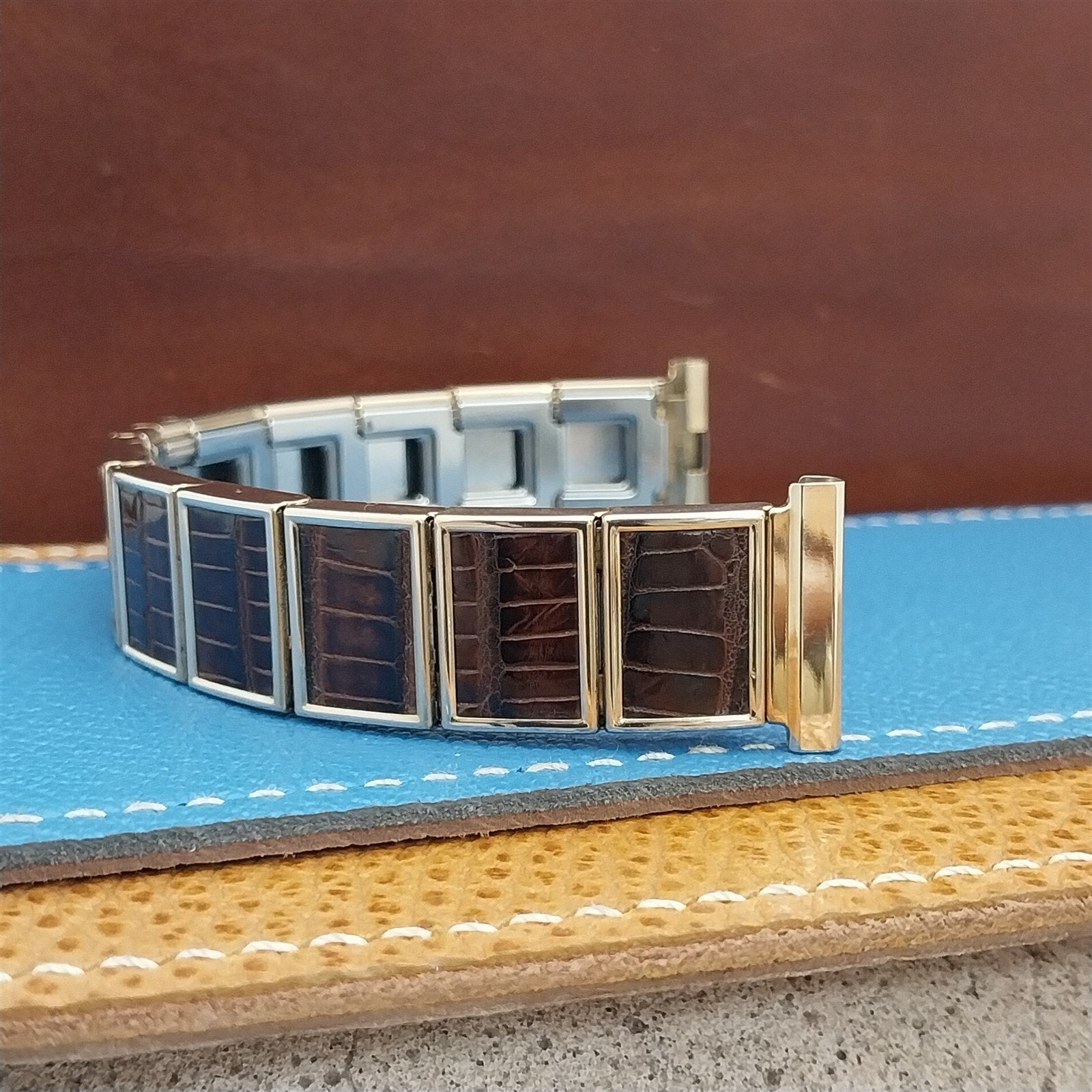 Gold Filled & Alligator Classic Gemex USA nos 1950s Vintage Watch Band ...