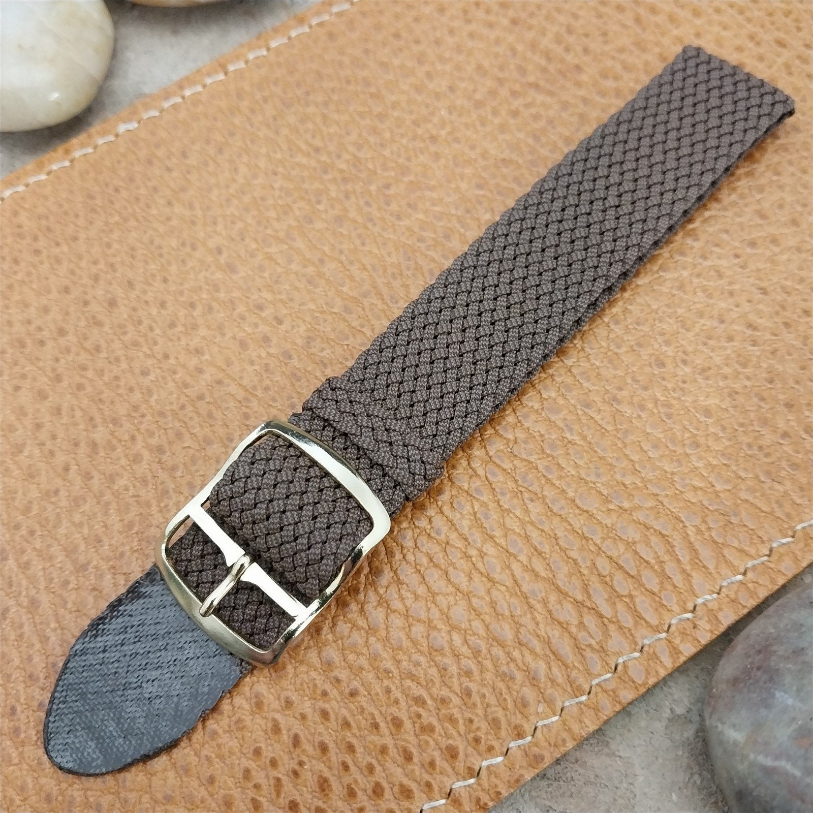 18mm Perlon Mesh Brown Vintage German Classic Single Pass 1960s nos Wa ...