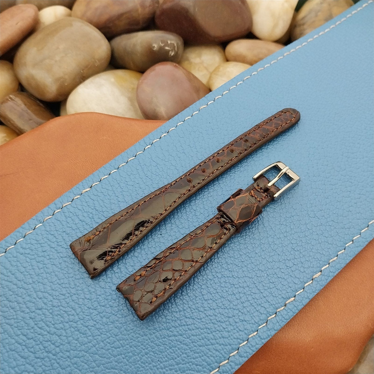 1/2" 13mm Brown Alligator Ladies Gemex Unused nos 1950s Vintage Watch ...