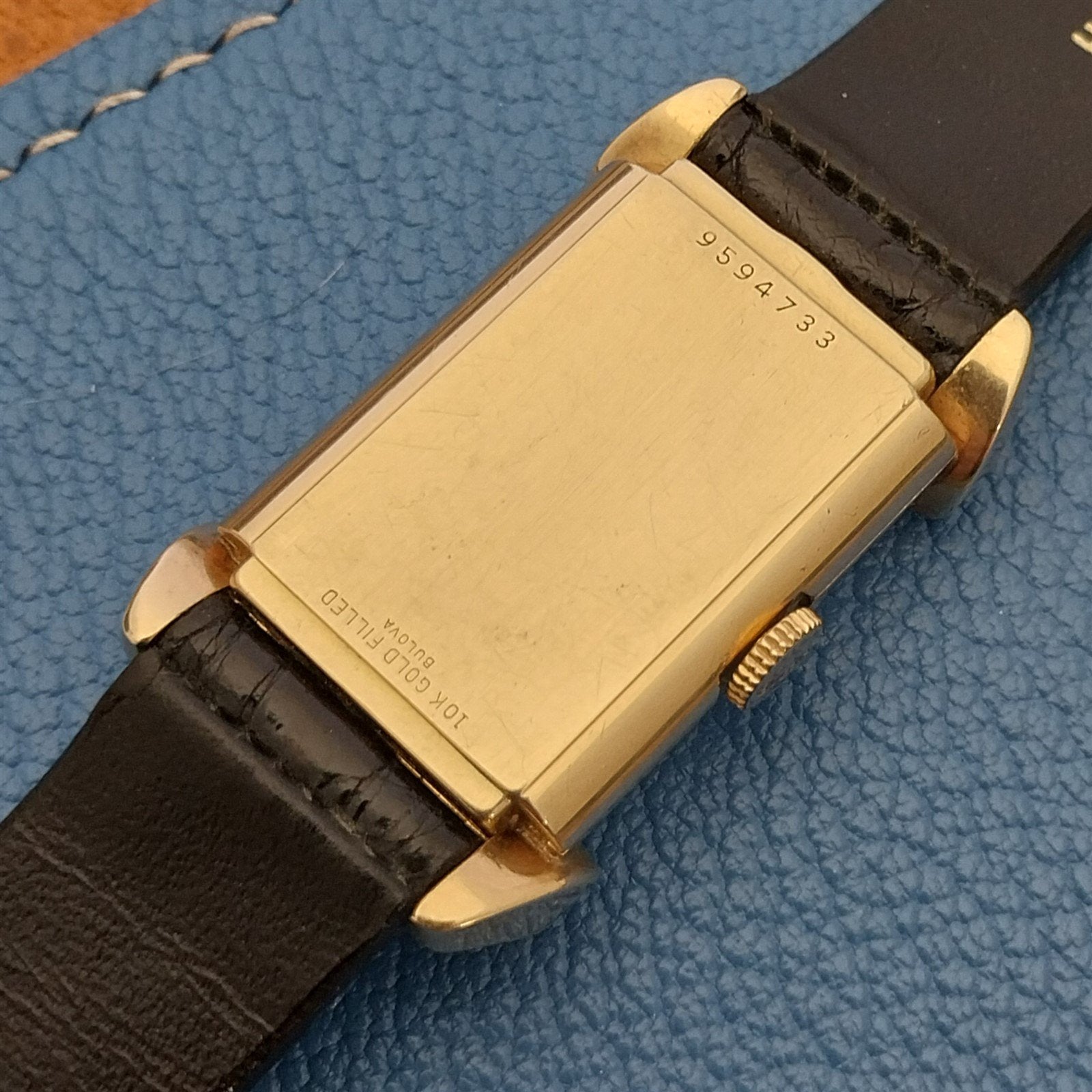 1947 Bulova Gold-Filled MCM Tank Vintage Watch &Unused Alligator Strap ...