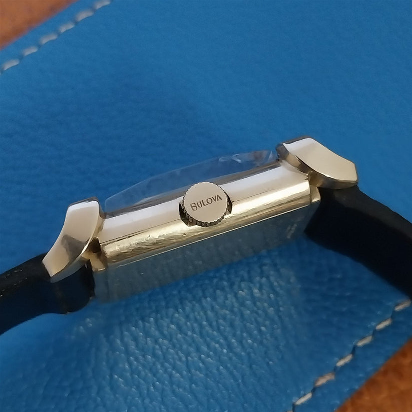 1947 Bulova Gold-Filled MCM Tank Vintage Watch & Unused Alligator Stra ...