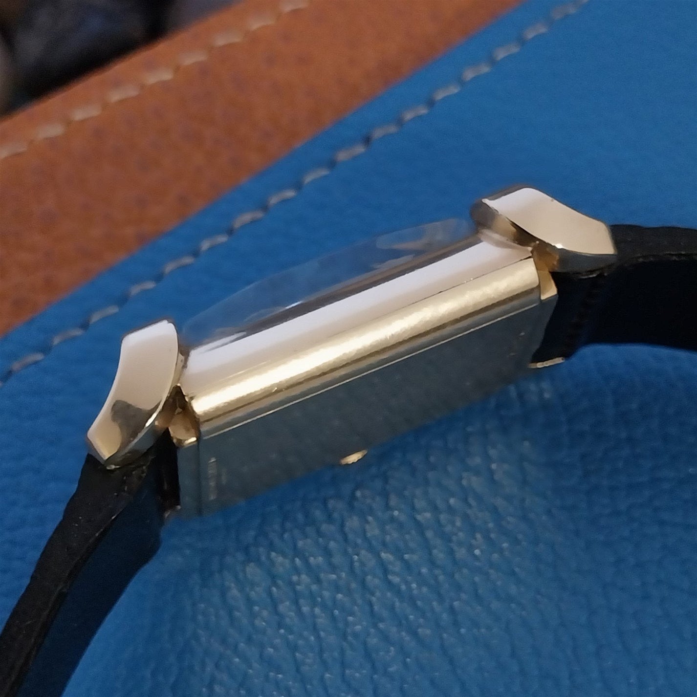 1947 Bulova Gold-Filled MCM Tank Vintage Watch & Unused Alligator Stra ...