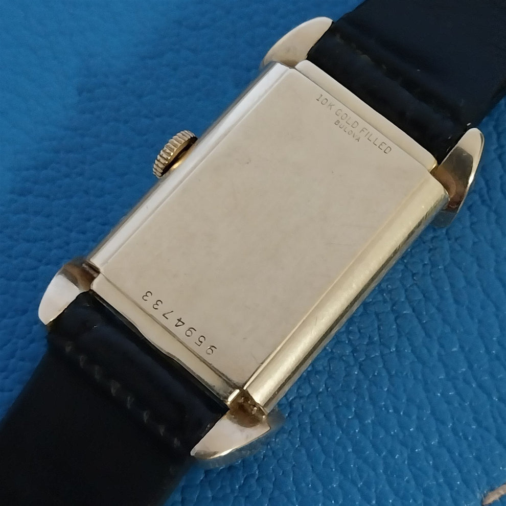 1947 Bulova Gold-Filled MCM Tank Vintage Watch &Unused Alligator Strap ...