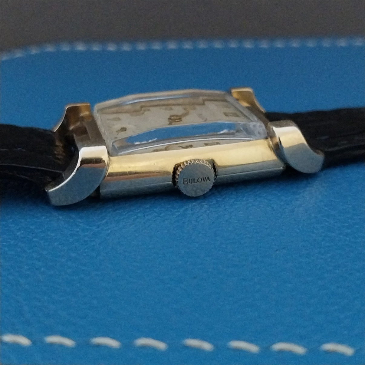 1947 Bulova Gold-Filled MCM Tank Vintage Watch &Unused Alligator Strap ...