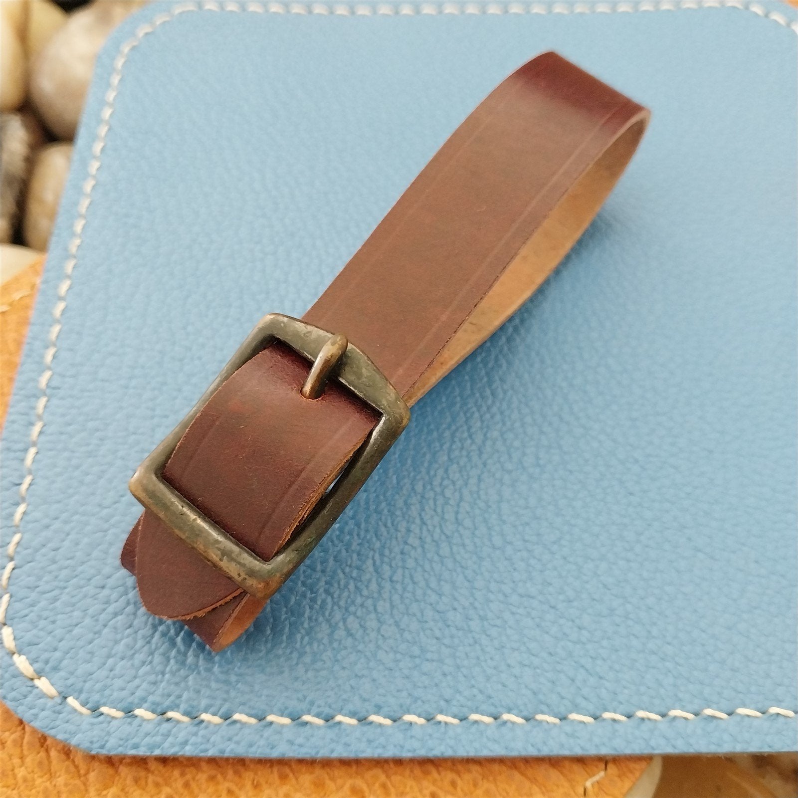 Shell Cordovan Leather Vintage Pocket Watch Fob Strap & Antique Brass ...