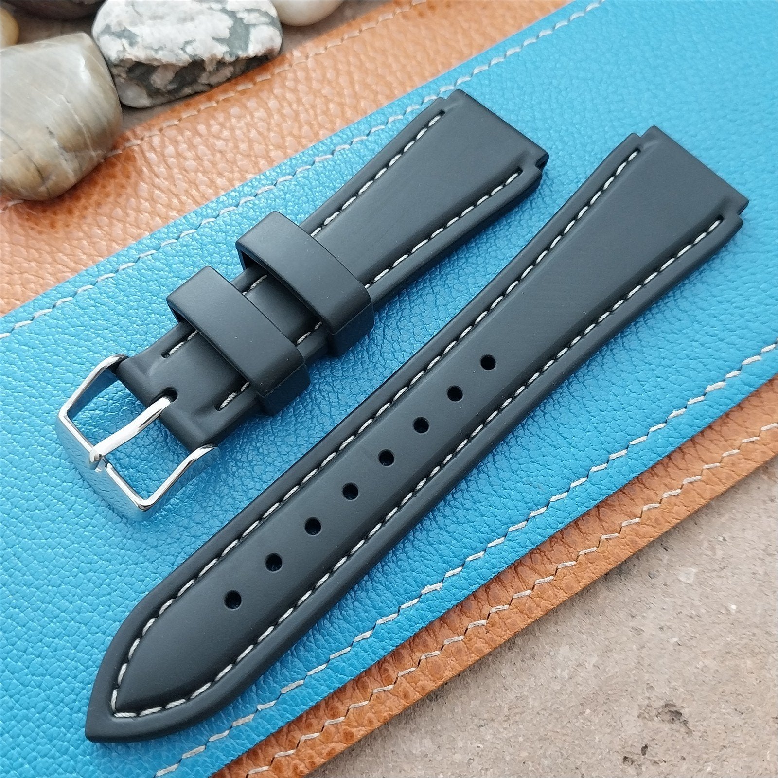 20mm Hadley Roma Black Genuine Silicone Diver Unused Watch Band ...